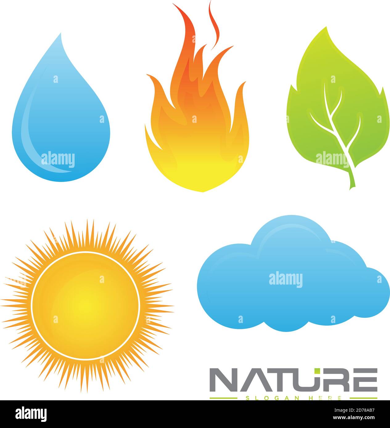 Set vector illustration of nature symbol design elements. Environment ...