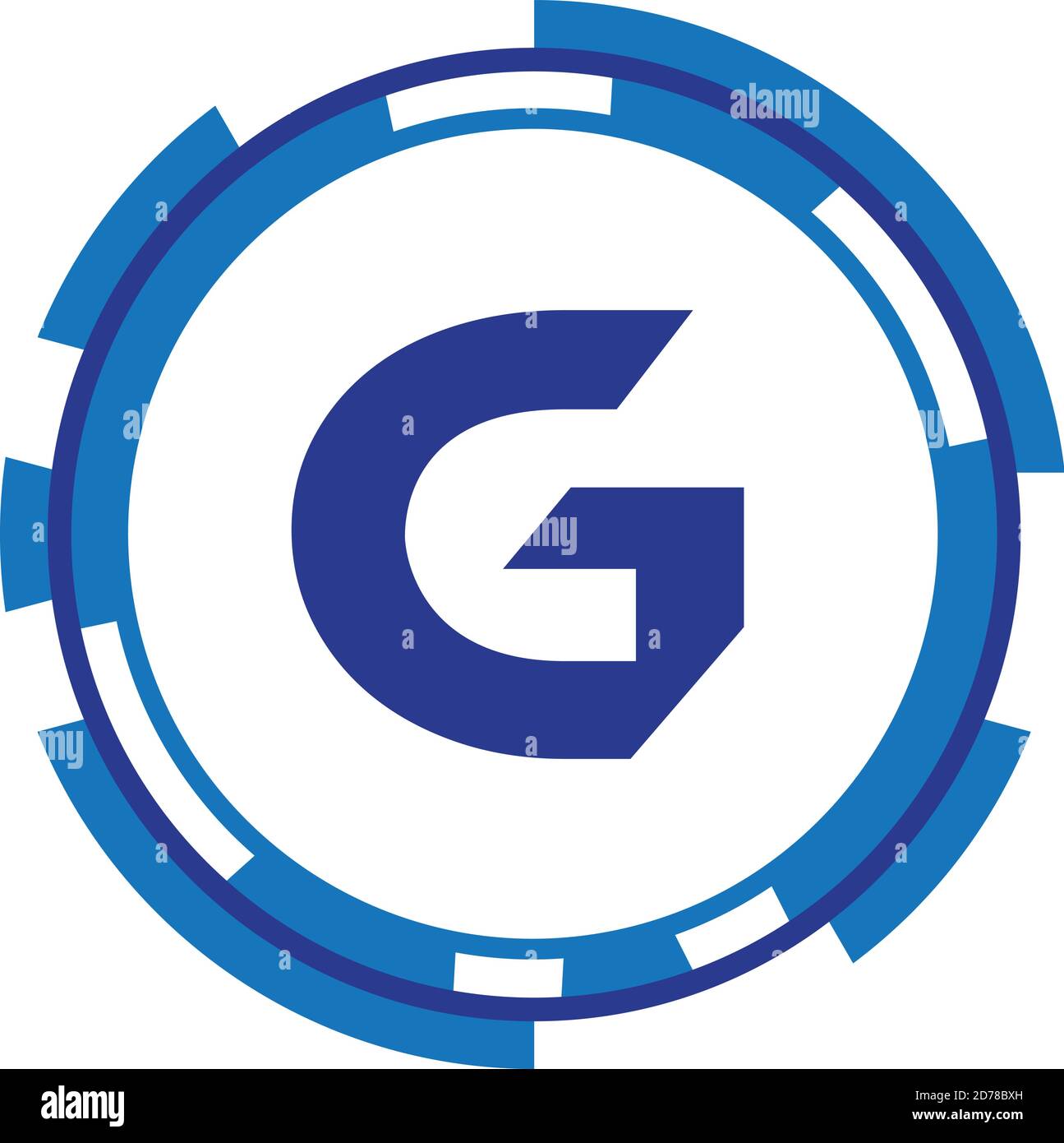 Technology orbit web rings with letter G concept design. Round ring ...