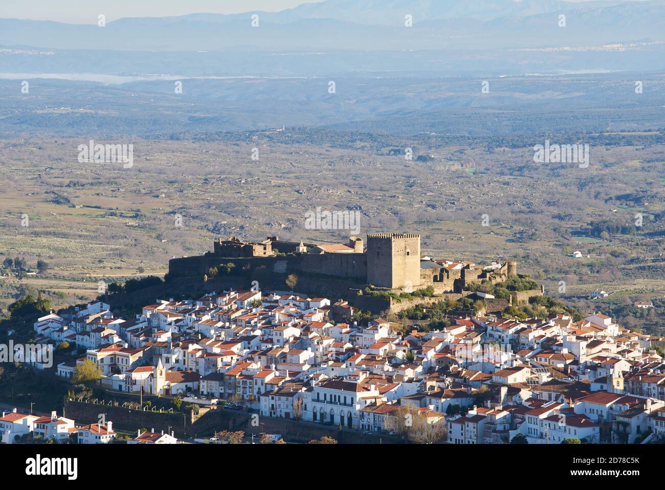 Castelo de Vide castle in Alentejo, Portugal from Serra de Sao Mamede ...