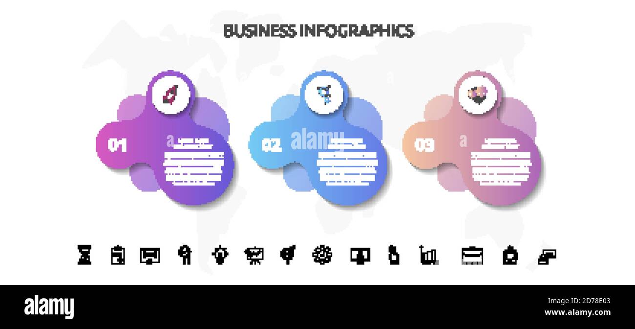 3 steps infographics with abstract labels. Vector template three part ...