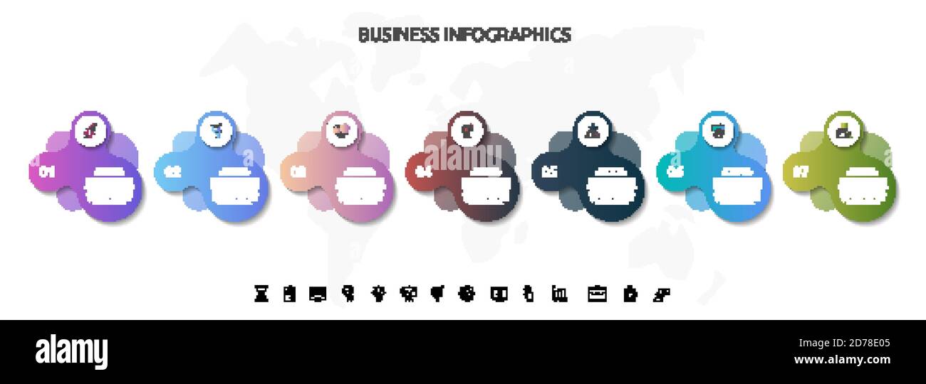 7 steps infographics with abstract labels. Vector template seven part ...