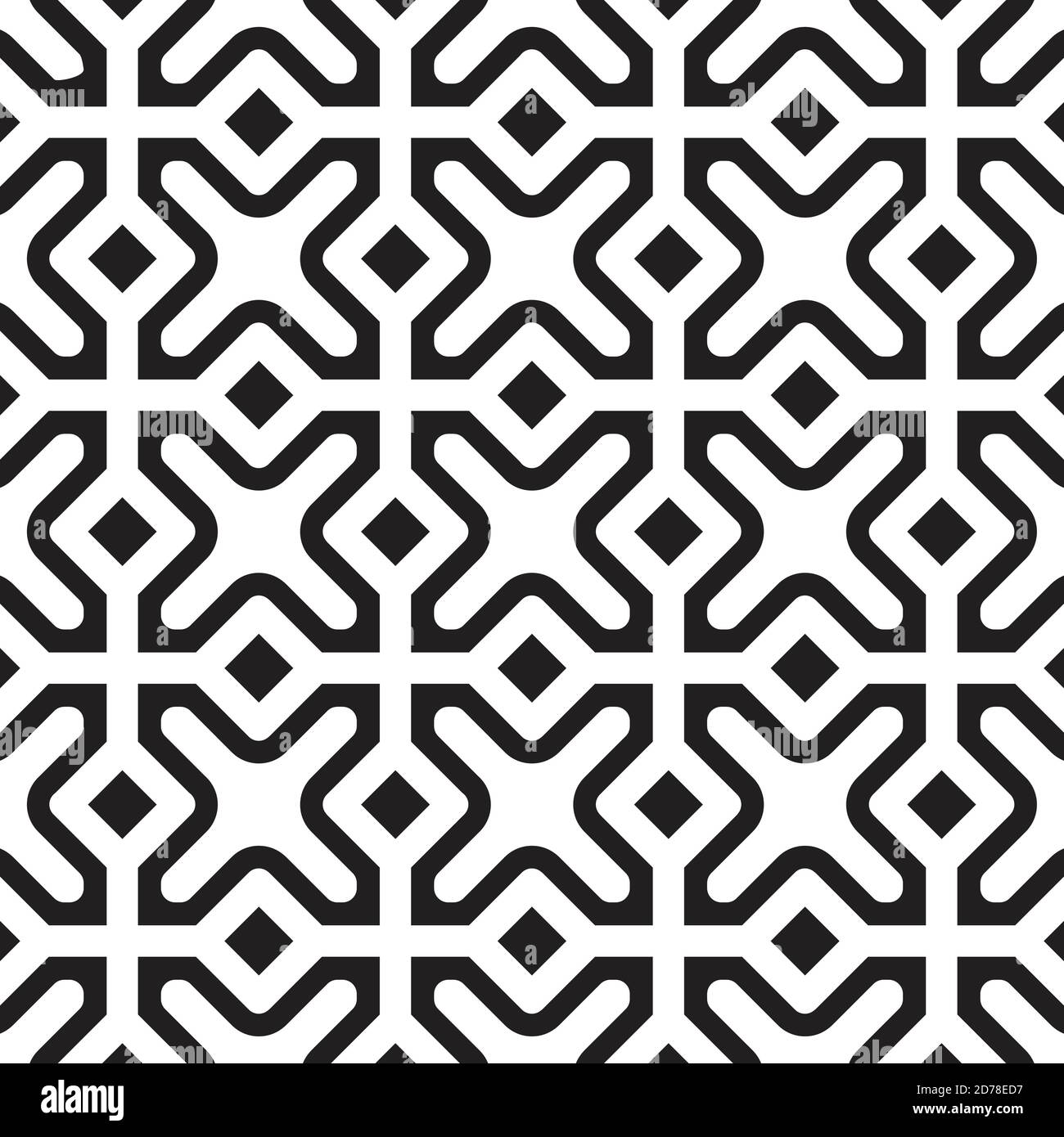 Monochrome tile seamless pattern shaped square and cross with line bold ...