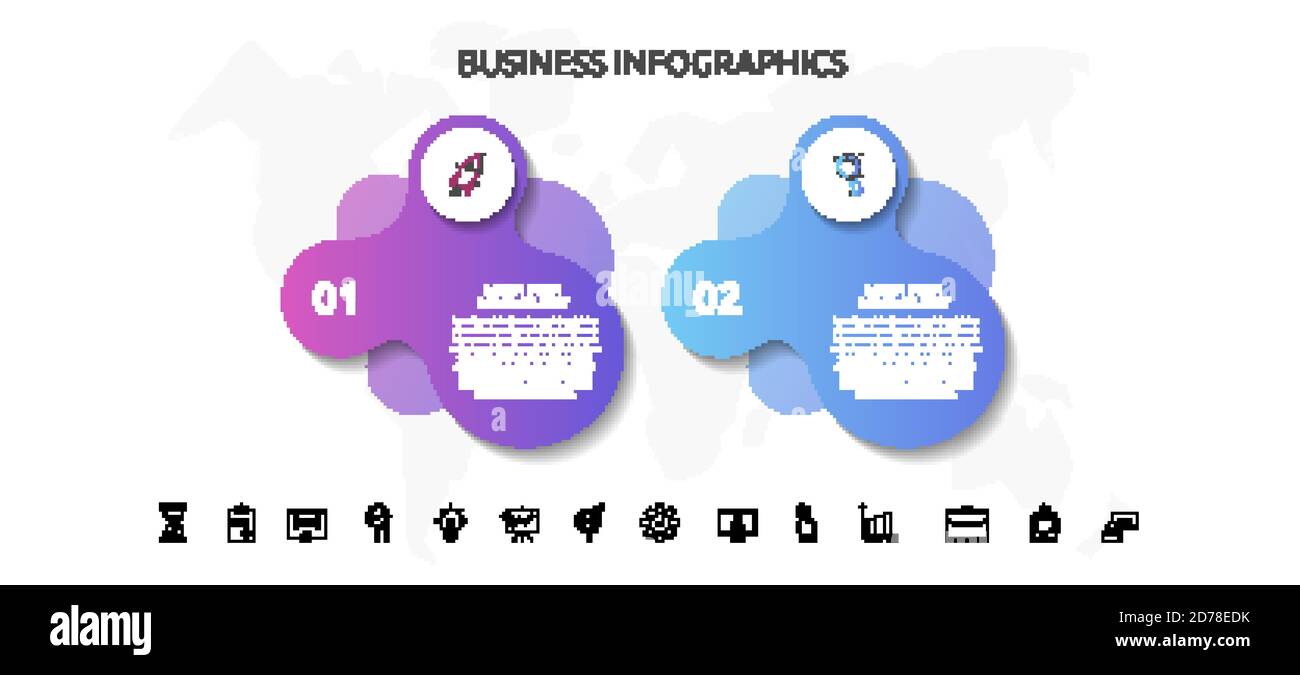 2 steps infographics with abstract labels. Vector template two part ...