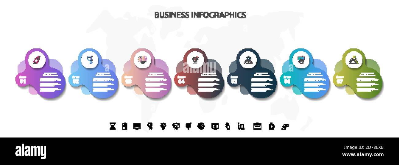 7 steps infographics with abstract labels. Vector template seven part ...