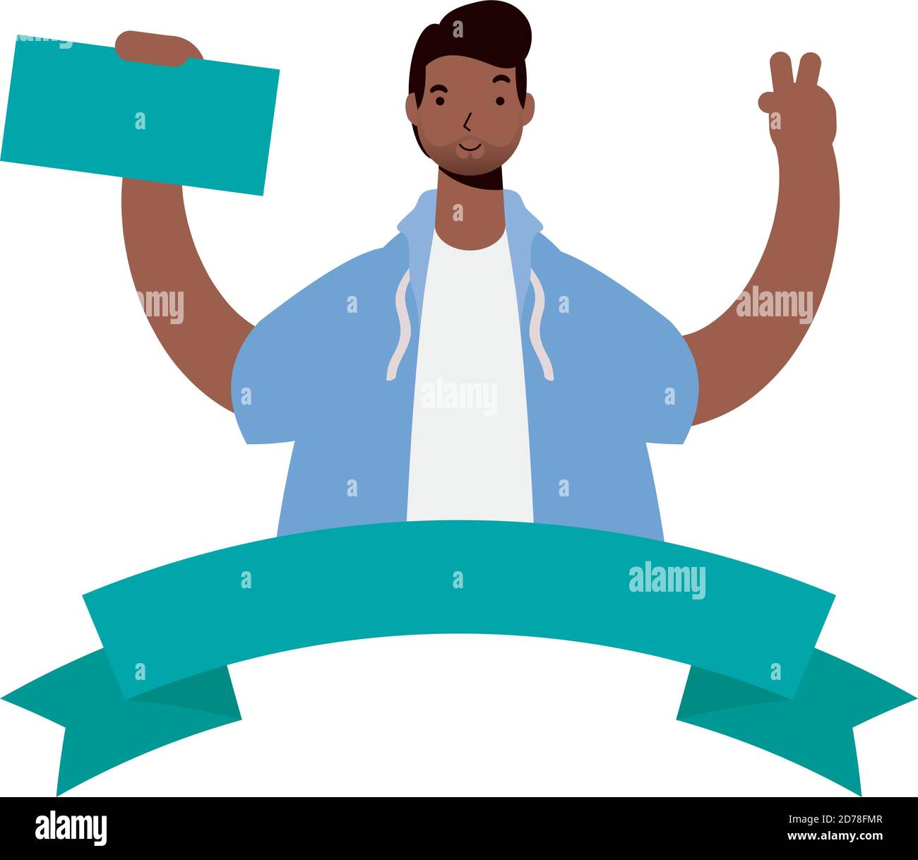 afro ethnic man celebrating with voting card character vector ...