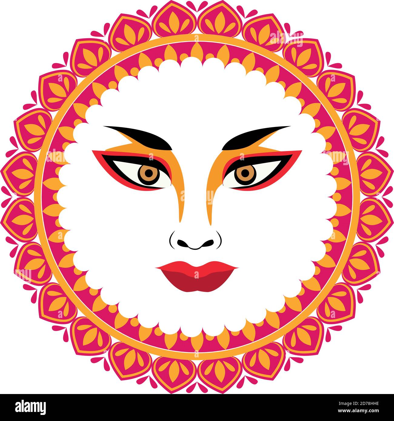 goddess face in mandala hindu religion vector illustration design Stock ...