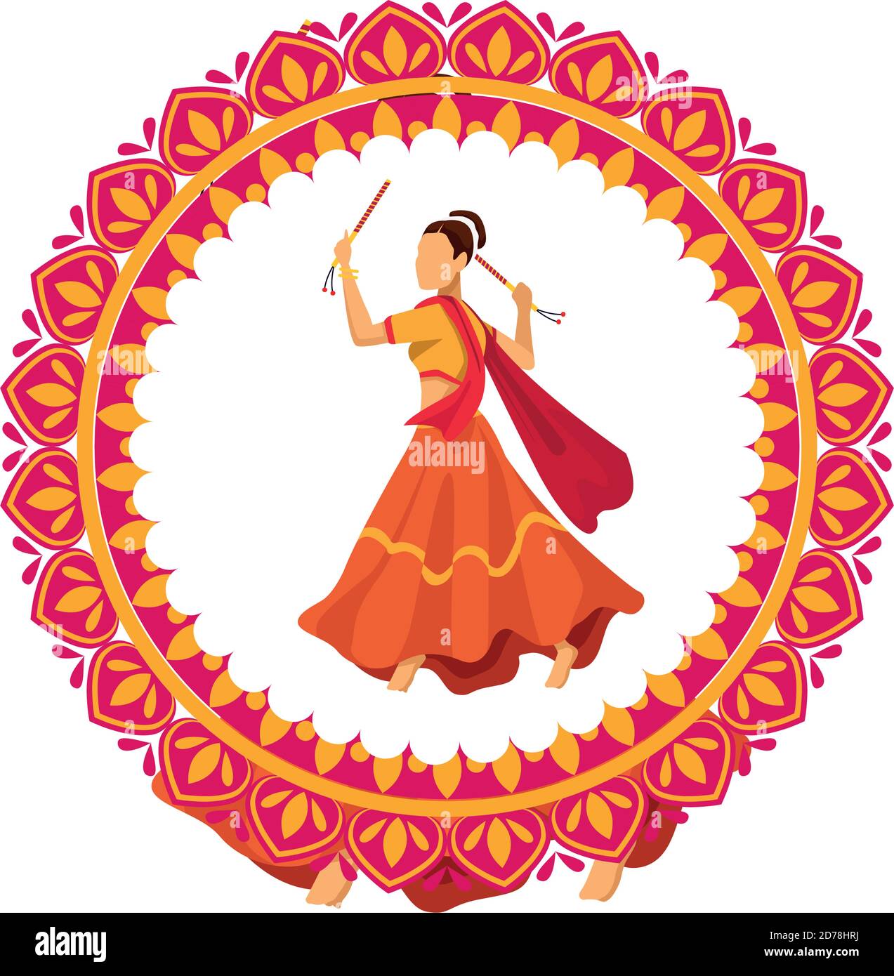 navratri dancer female traditional character vector illustration design ...
