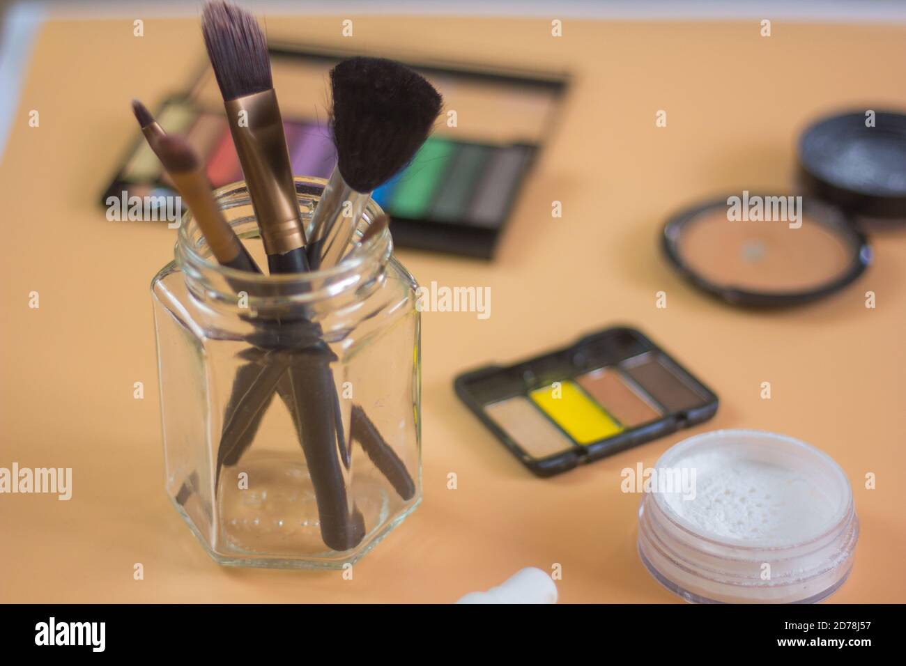 Make up elements on a table Stock Photo - Alamy