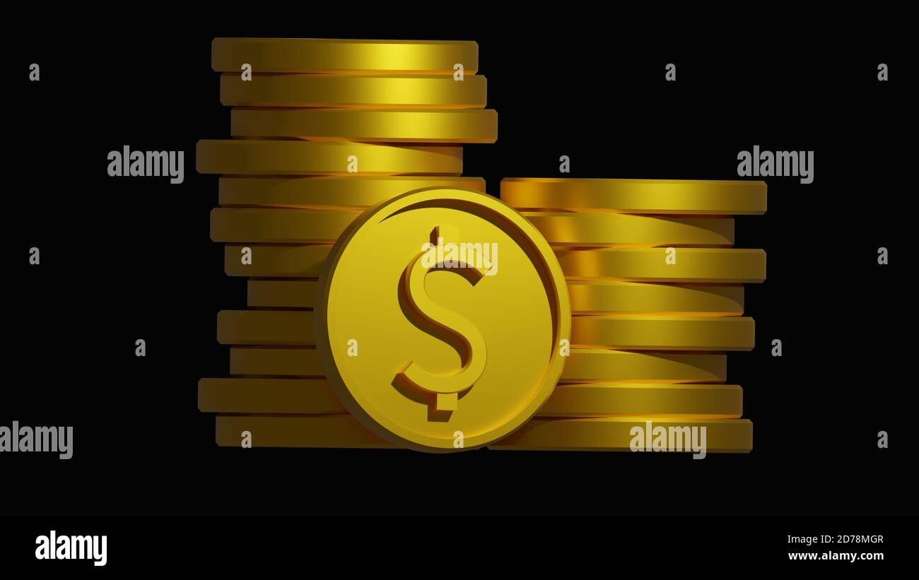 Stack Of Coins Profile. Money. Gold Coins. Origianal 3D Assets. Pile of ...