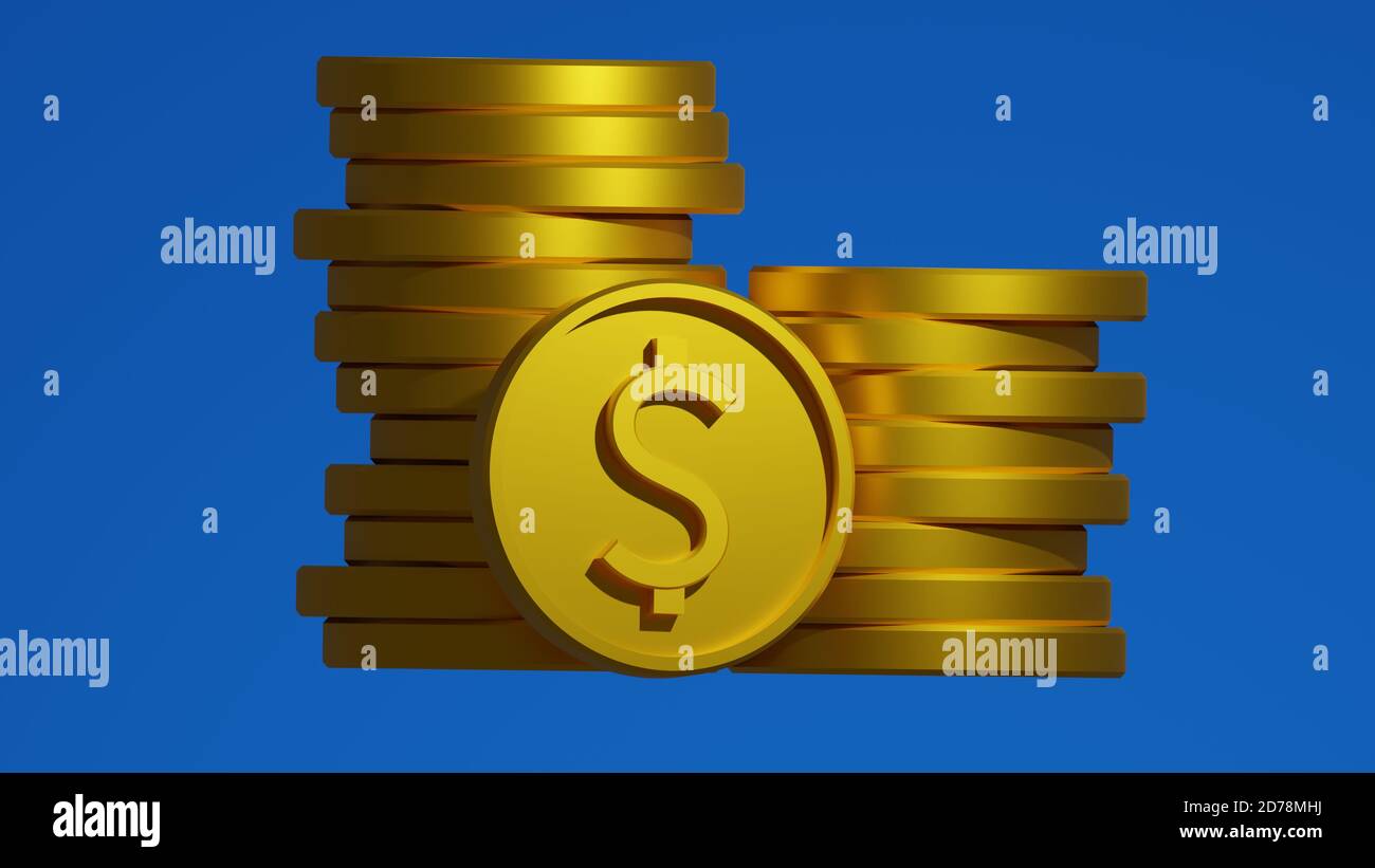 Stack Of Coins Profile. Money. Gold Coins. Origianal 3D Assets. Pile of ...