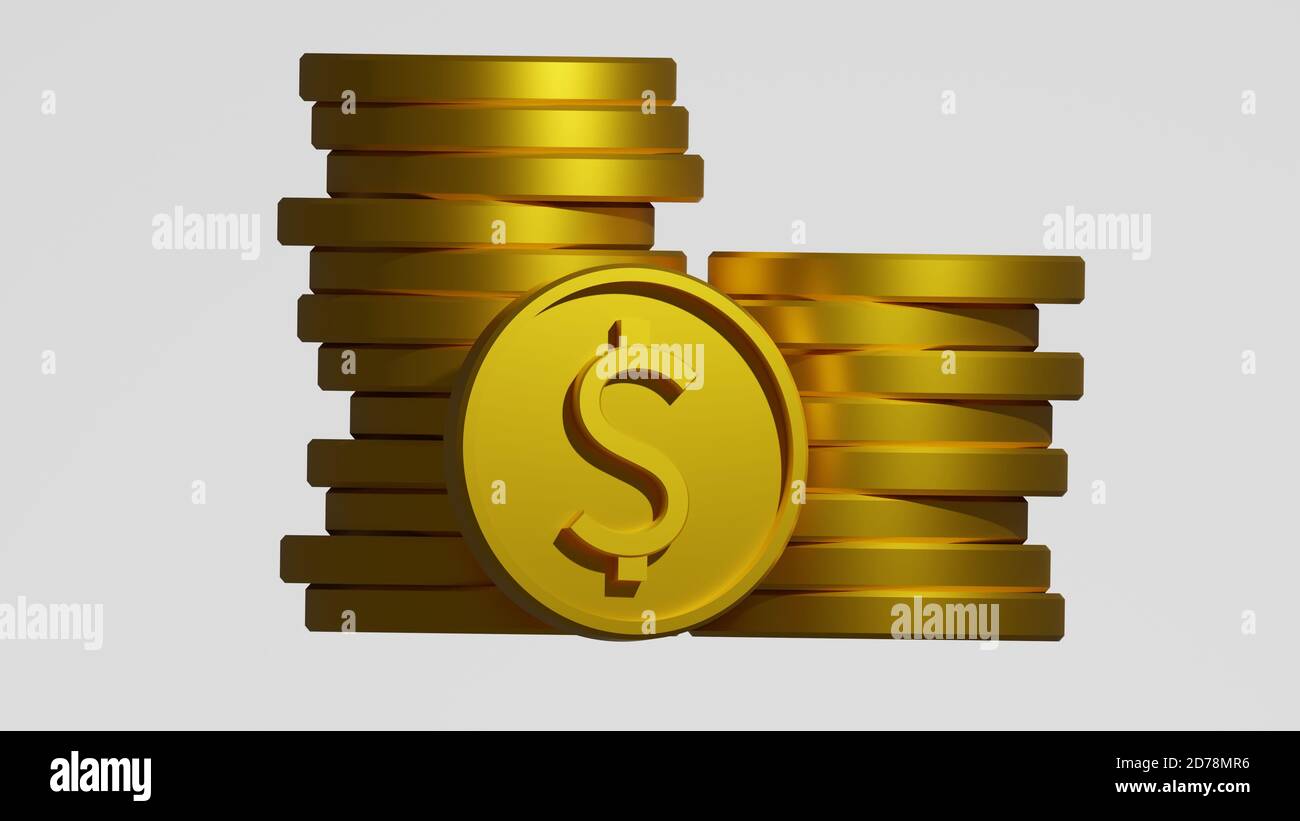 Stack Of Coins Profile. Money. Gold Coins. Origianal 3D Assets. Pile of ...