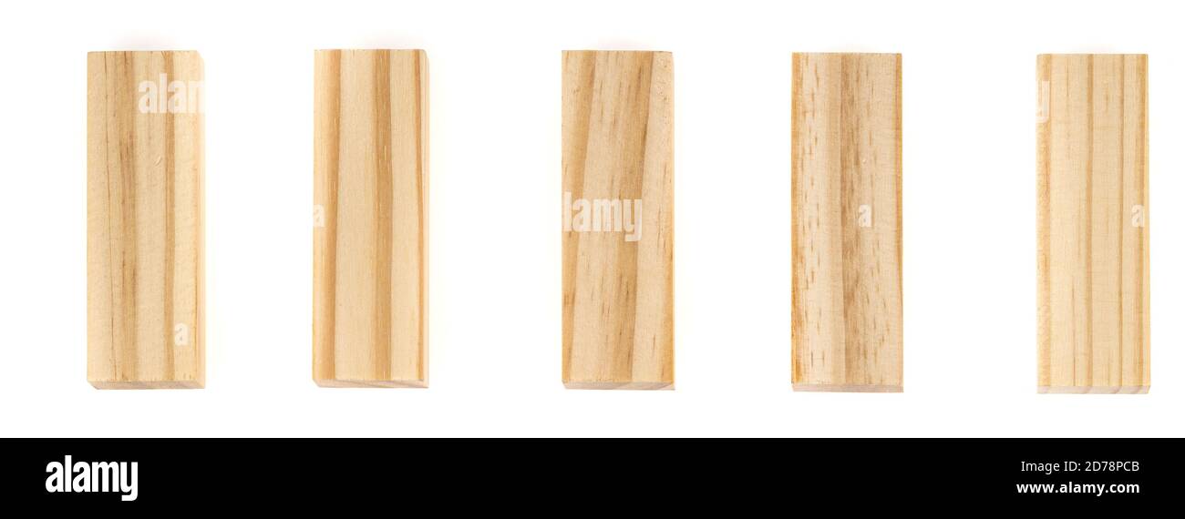 Stack wooden blocks isolated on a white background Stock Photo - Alamy