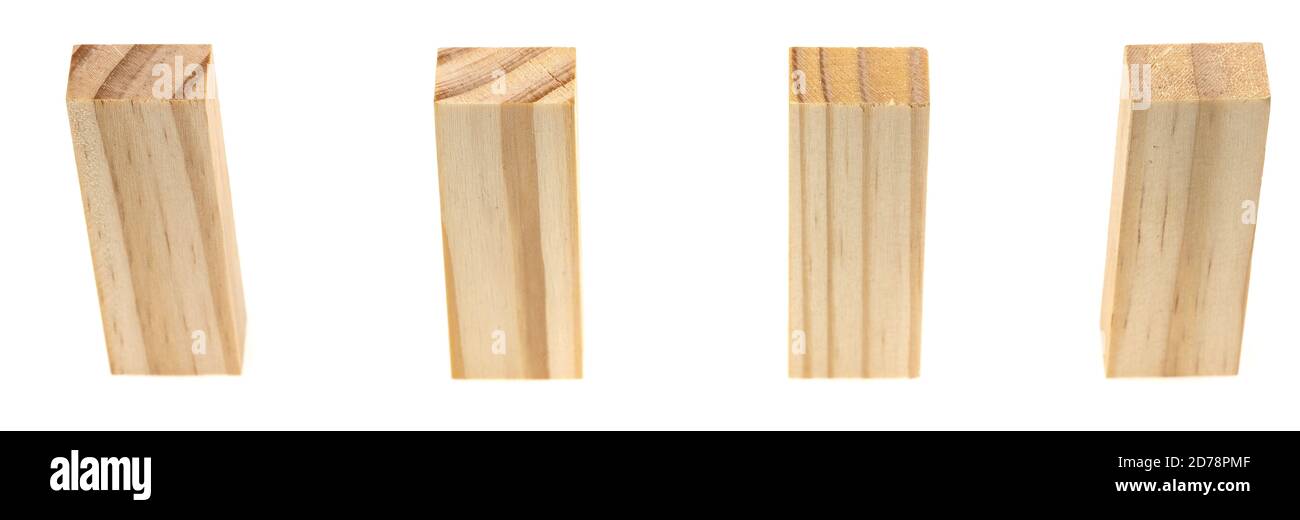 Stack wooden blocks isolated on a white background Stock Photo - Alamy