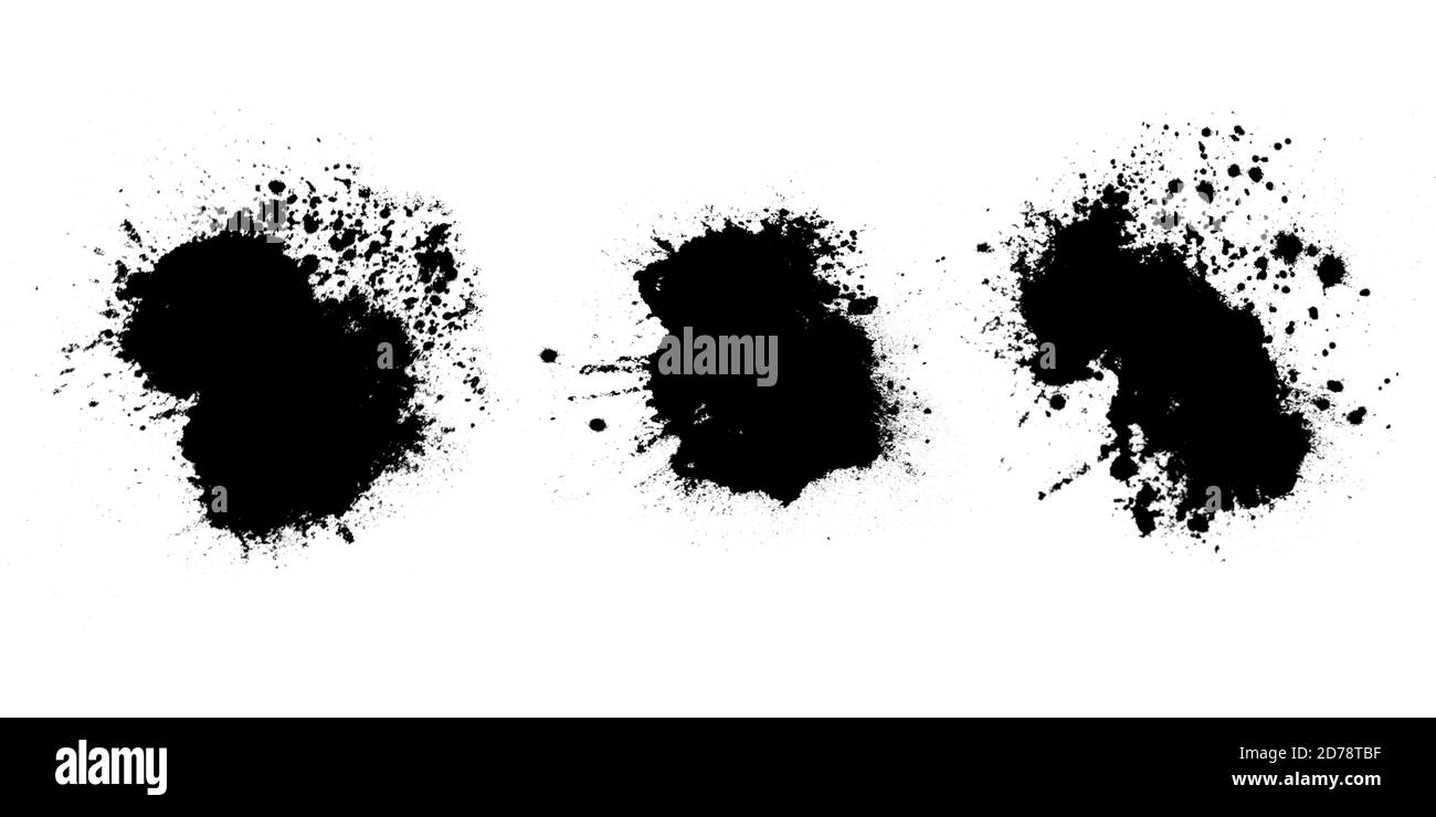 set of black splashes with splashes isolated on white background Stock ...