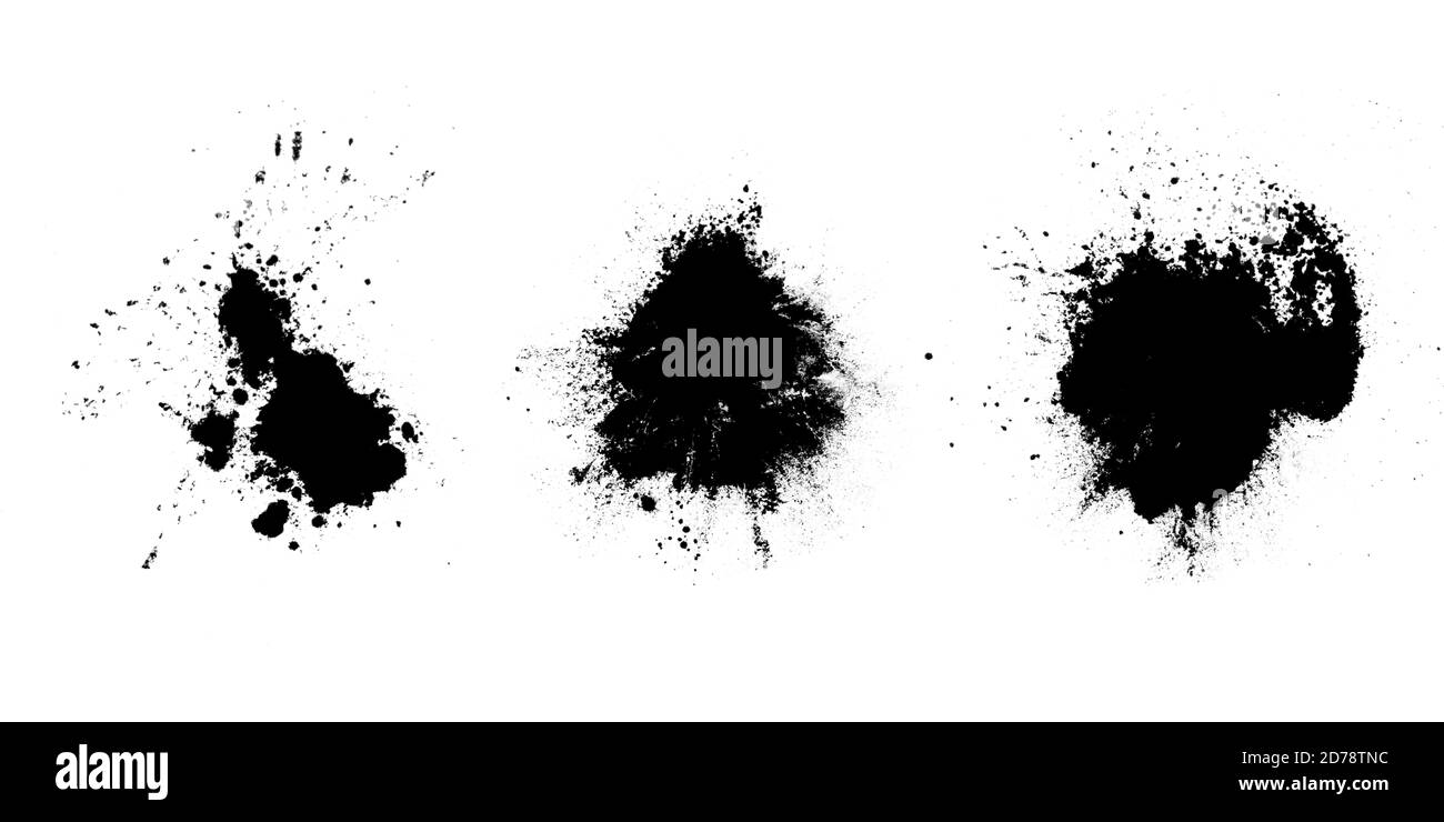 set of black splashes with splashes isolated on white background Stock ...
