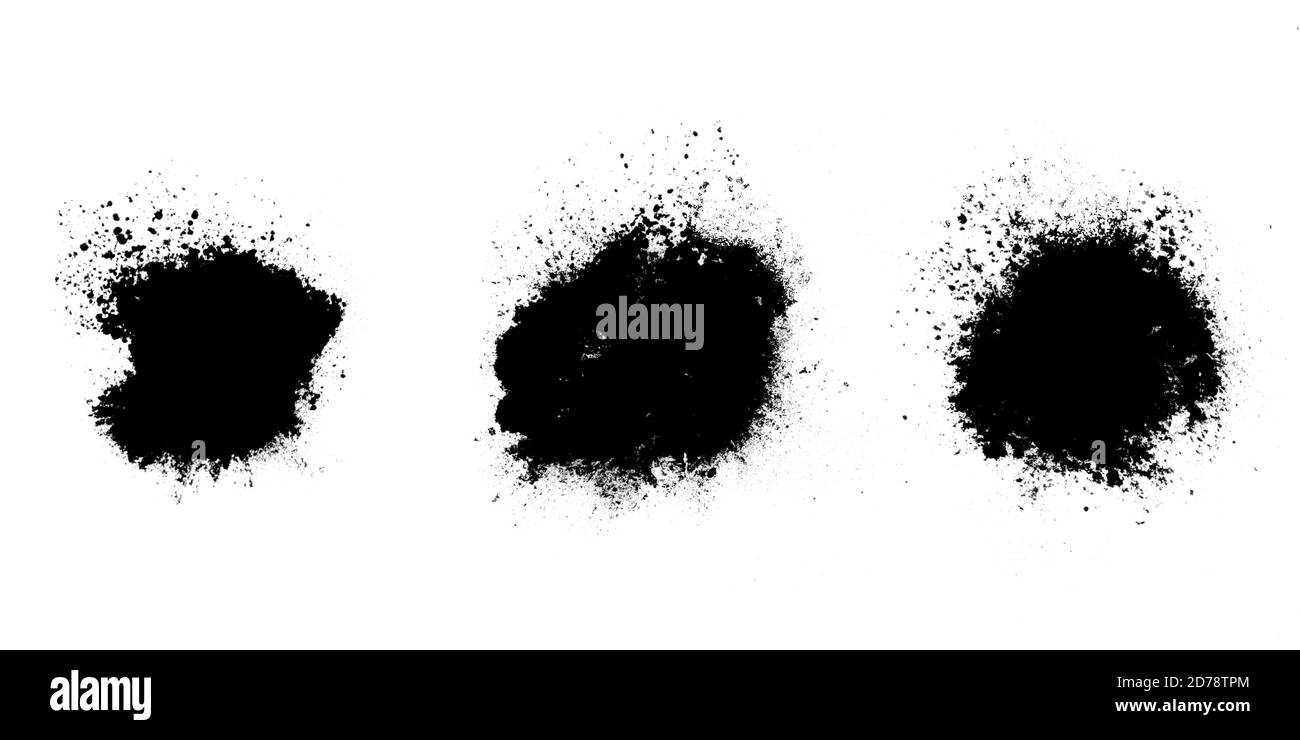 set of black splashes with splashes isolated on white background Stock ...