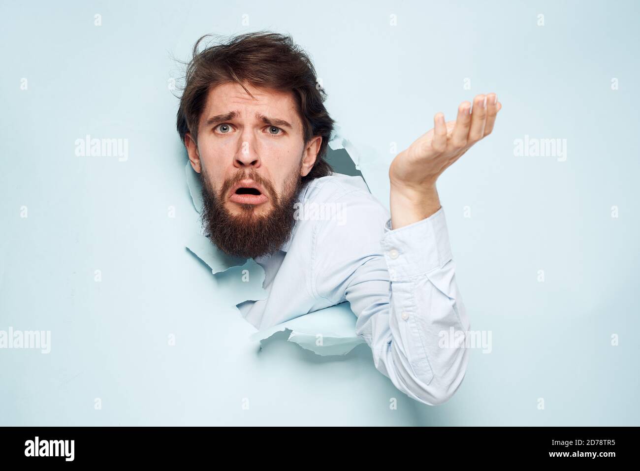 Dissatisfied man gestures with hand emotions career office work Stock ...