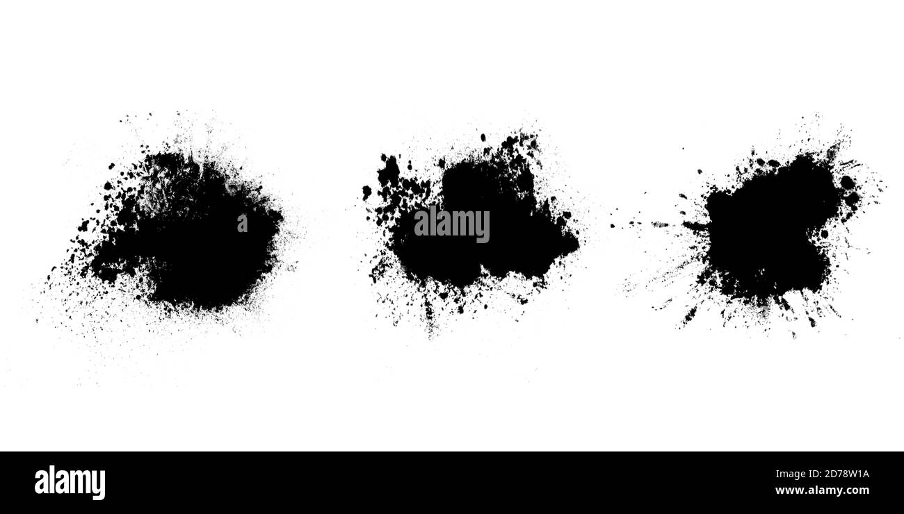 set of black splashes with splashes isolated on white background Stock ...