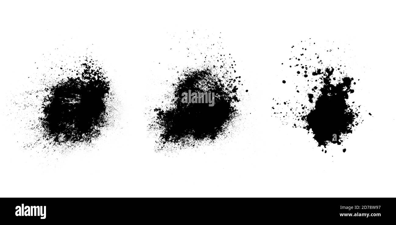 set of black splashes with splashes isolated on white background Stock ...