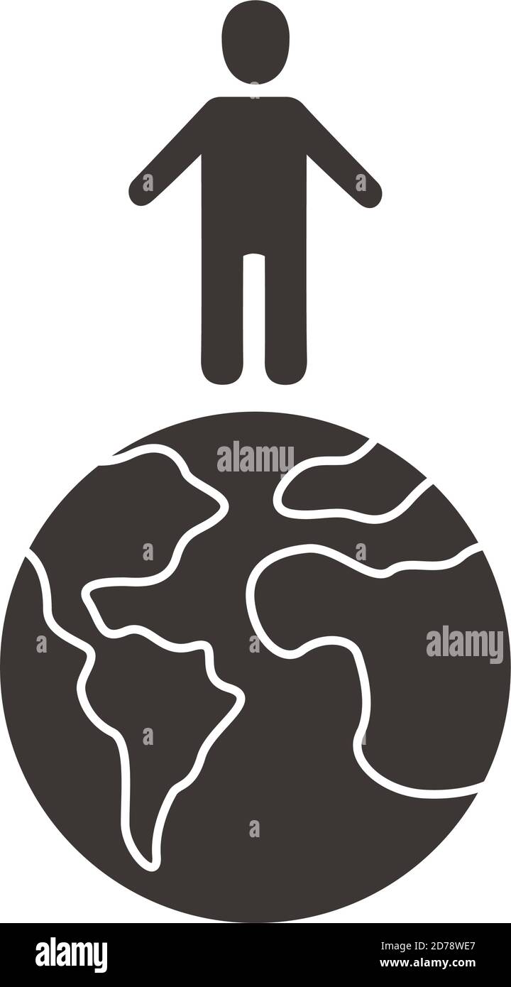 avatar in world planet earth silhouette style icon vector illustration ...