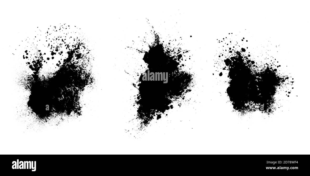 set of black splashes with splashes isolated on white background Stock ...