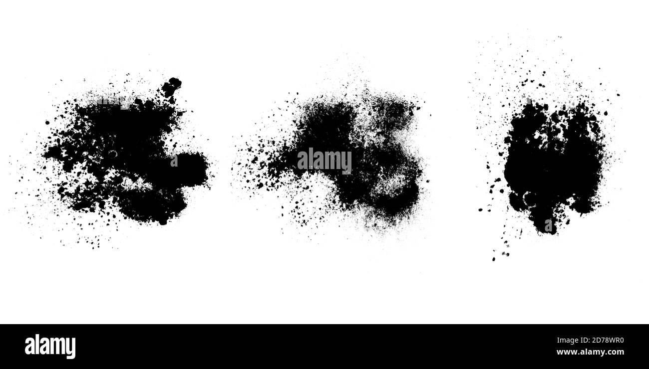 set of black splashes with splashes isolated on white background Stock ...