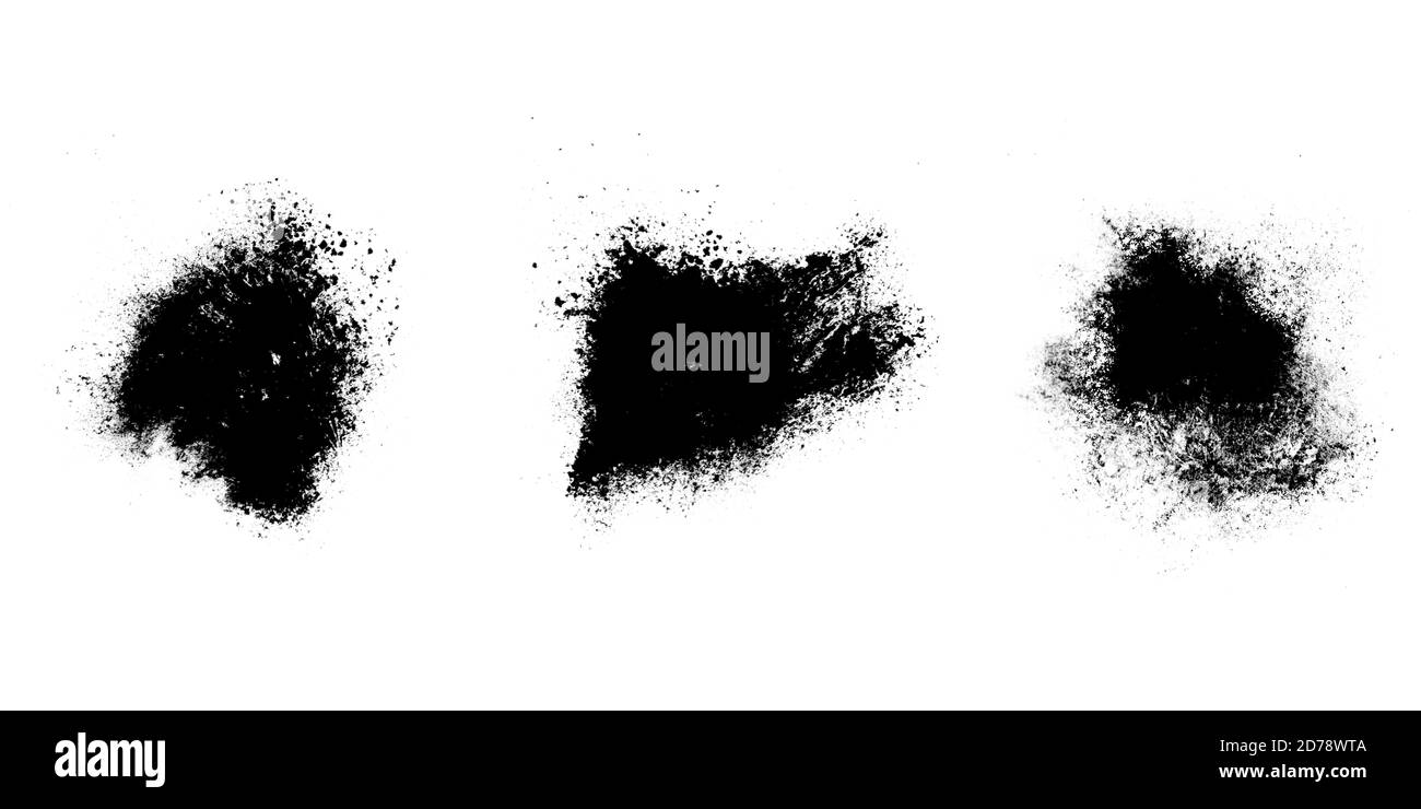 set of black splashes with splashes isolated on white background Stock ...