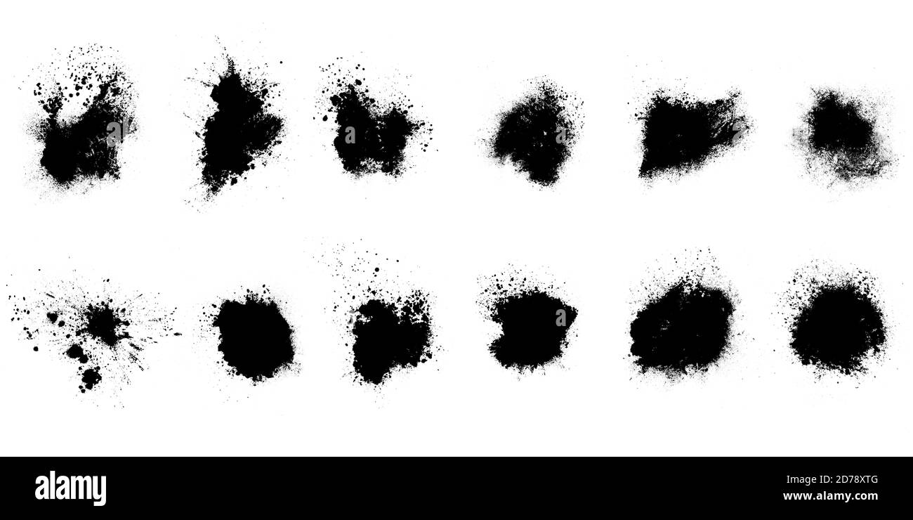 set of black splashes with splashes isolated on white background Stock ...