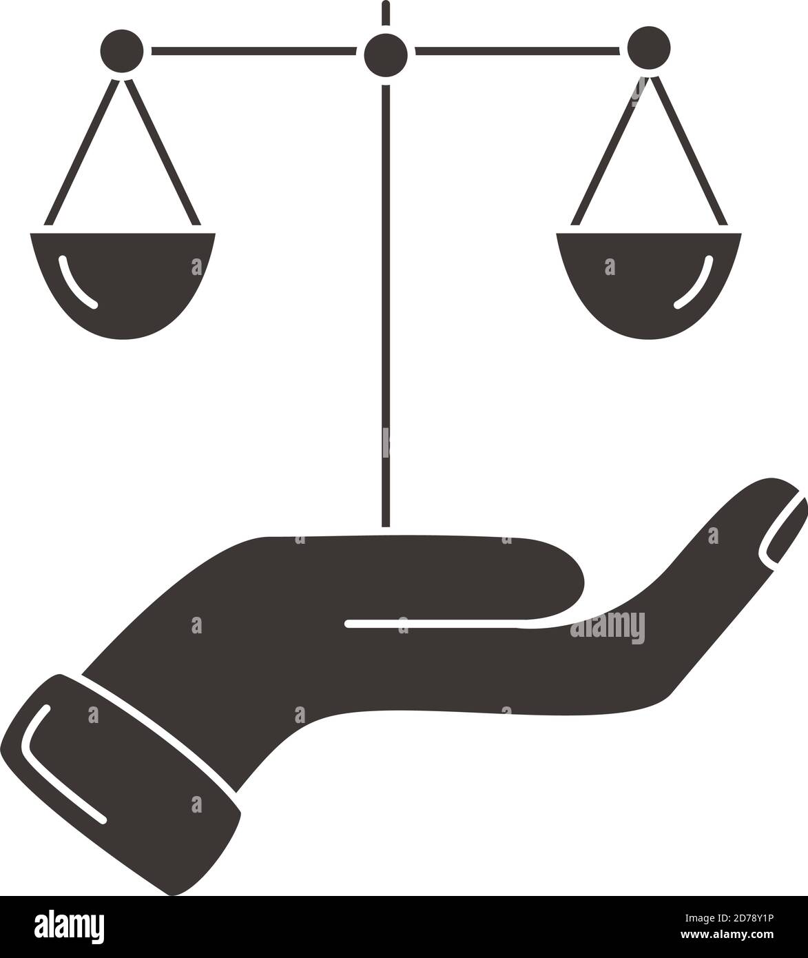 hand lifting scale balance silhouette style icon vector illustration ...