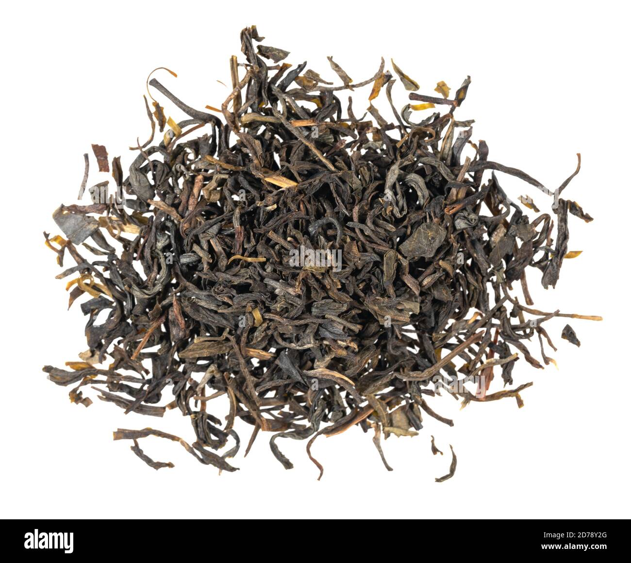 Dried tea leaves isolated on white background texture Stock Photo - Alamy