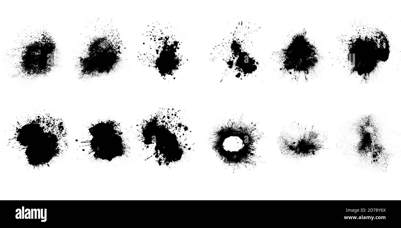 set of black splashes with splashes isolated on white background Stock ...
