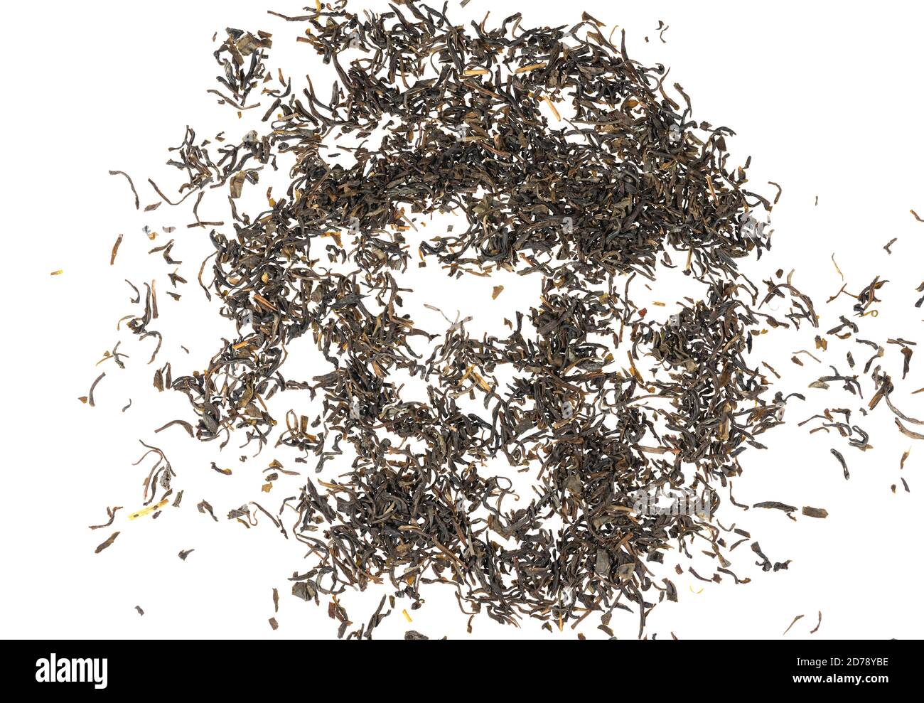 Dried tea leaves isolated on white background texture Stock Photo - Alamy