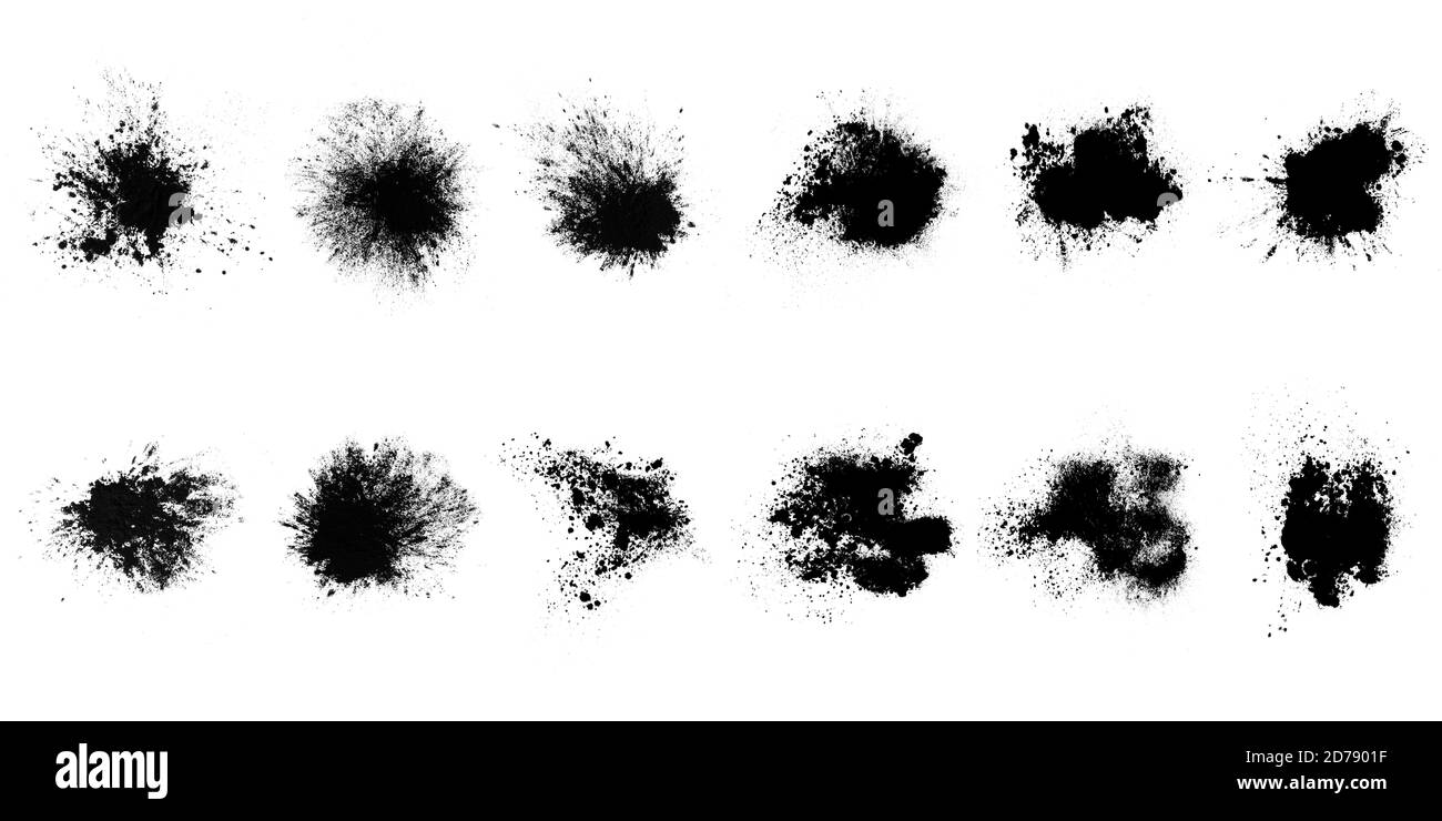 set of black splashes with splashes isolated on white background Stock ...