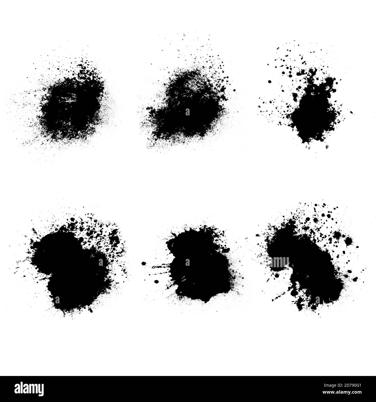 set of black splashes with splashes isolated on white background Stock ...