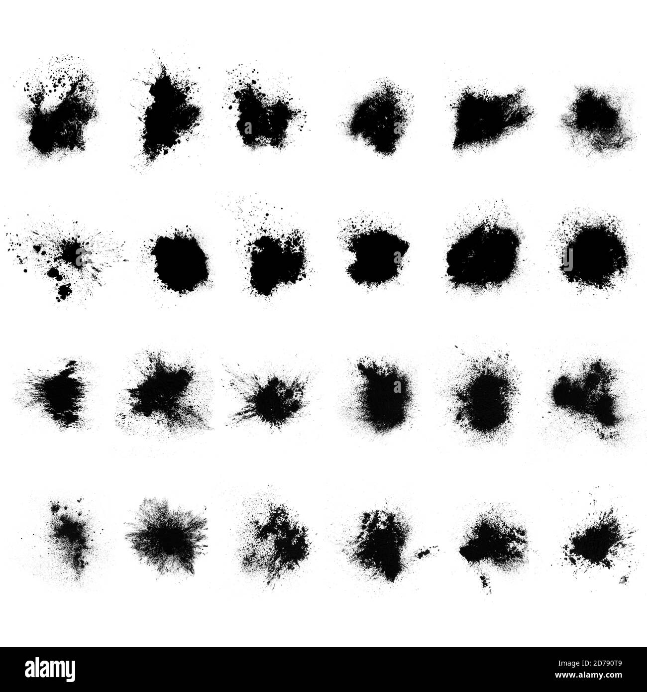 set of black splashes with splashes isolated on white background Stock ...