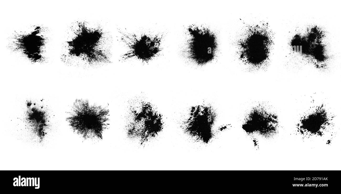 set of black splashes with splashes isolated on white background Stock ...