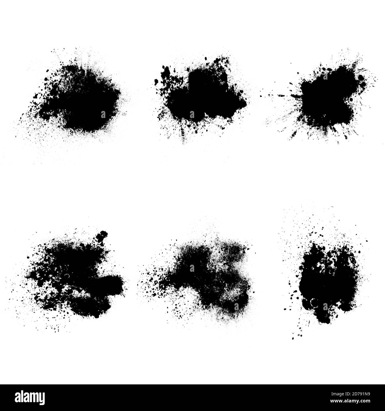 set of black splashes with splashes isolated on white background Stock ...