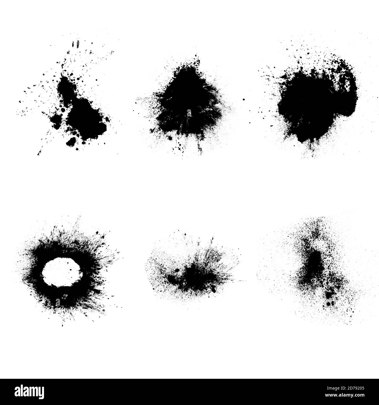 set of black splashes with splashes isolated on white background Stock ...