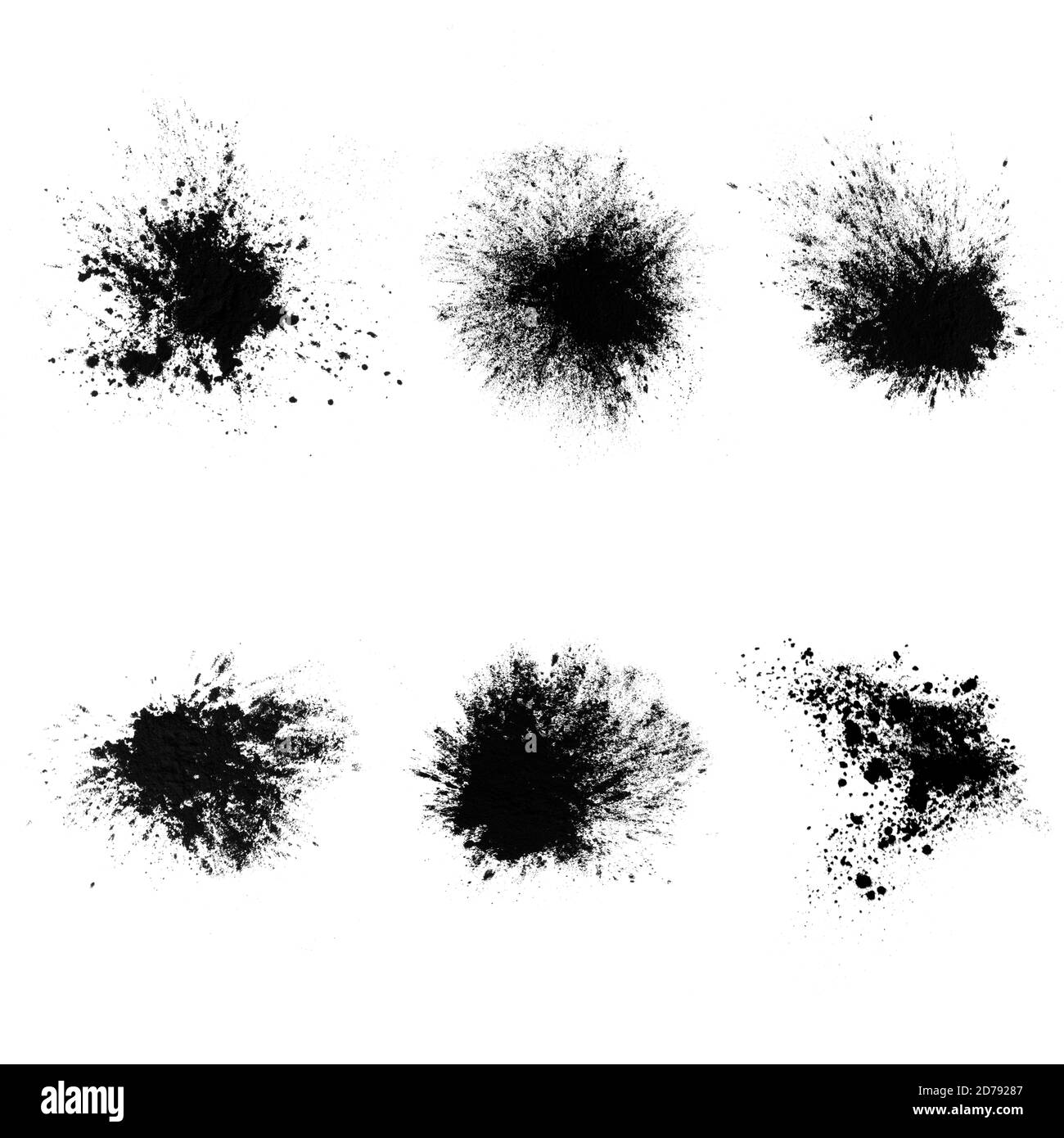 set of black splashes with splashes isolated on white background Stock ...