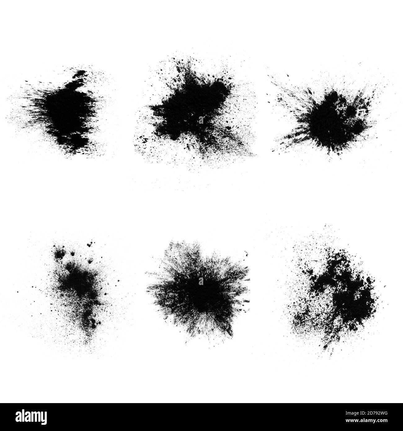 set of black splashes with splashes isolated on white background Stock ...
