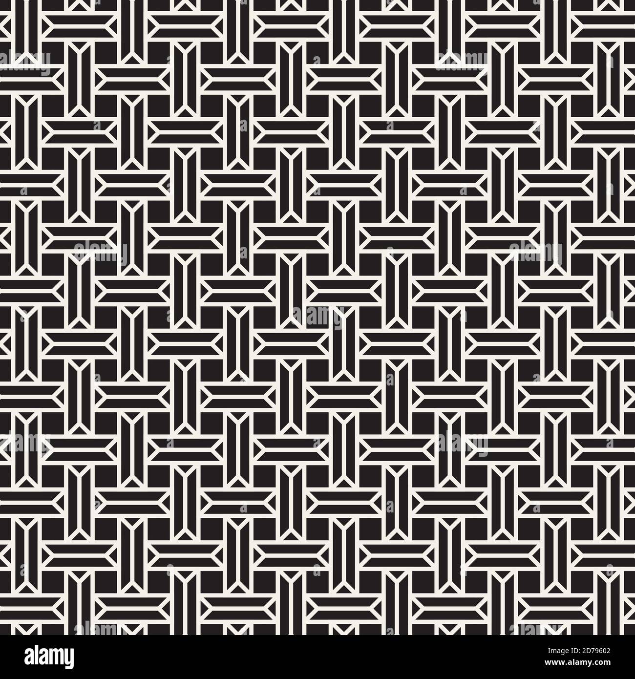 Vector seamless pattern. Repeating geometric woven lines. Abstract lattice background design ...
