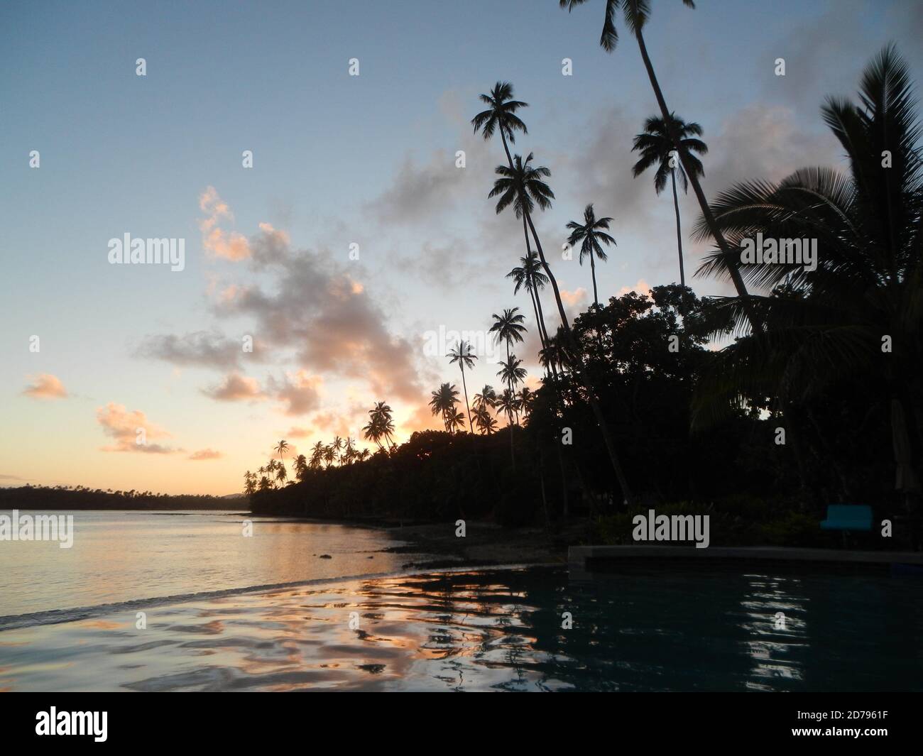 Breathtaking view of islands of Fiji with palm trees and clear water ...