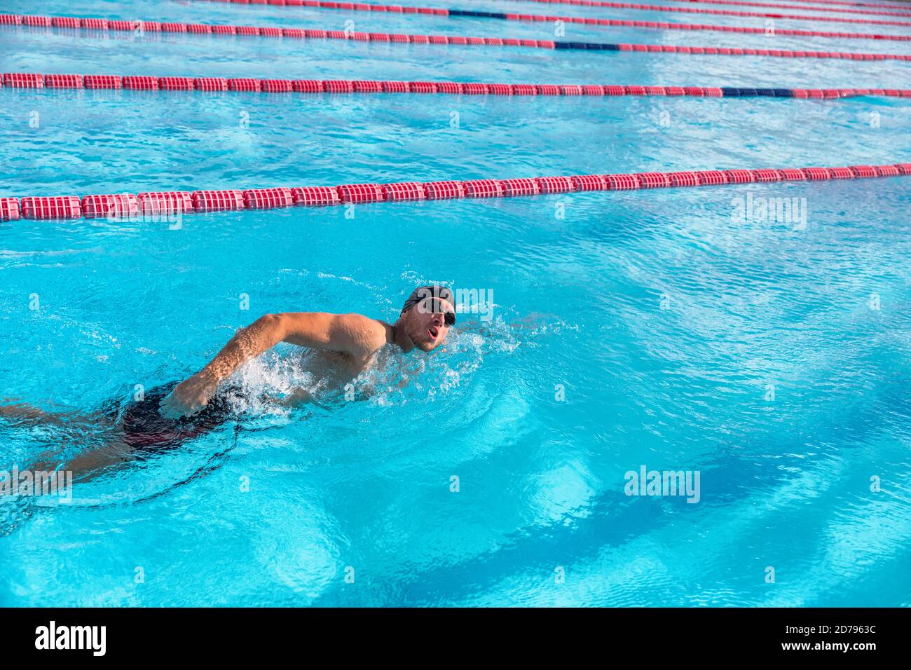 Swim sport athlete swimmer swimming in pool training for race ...