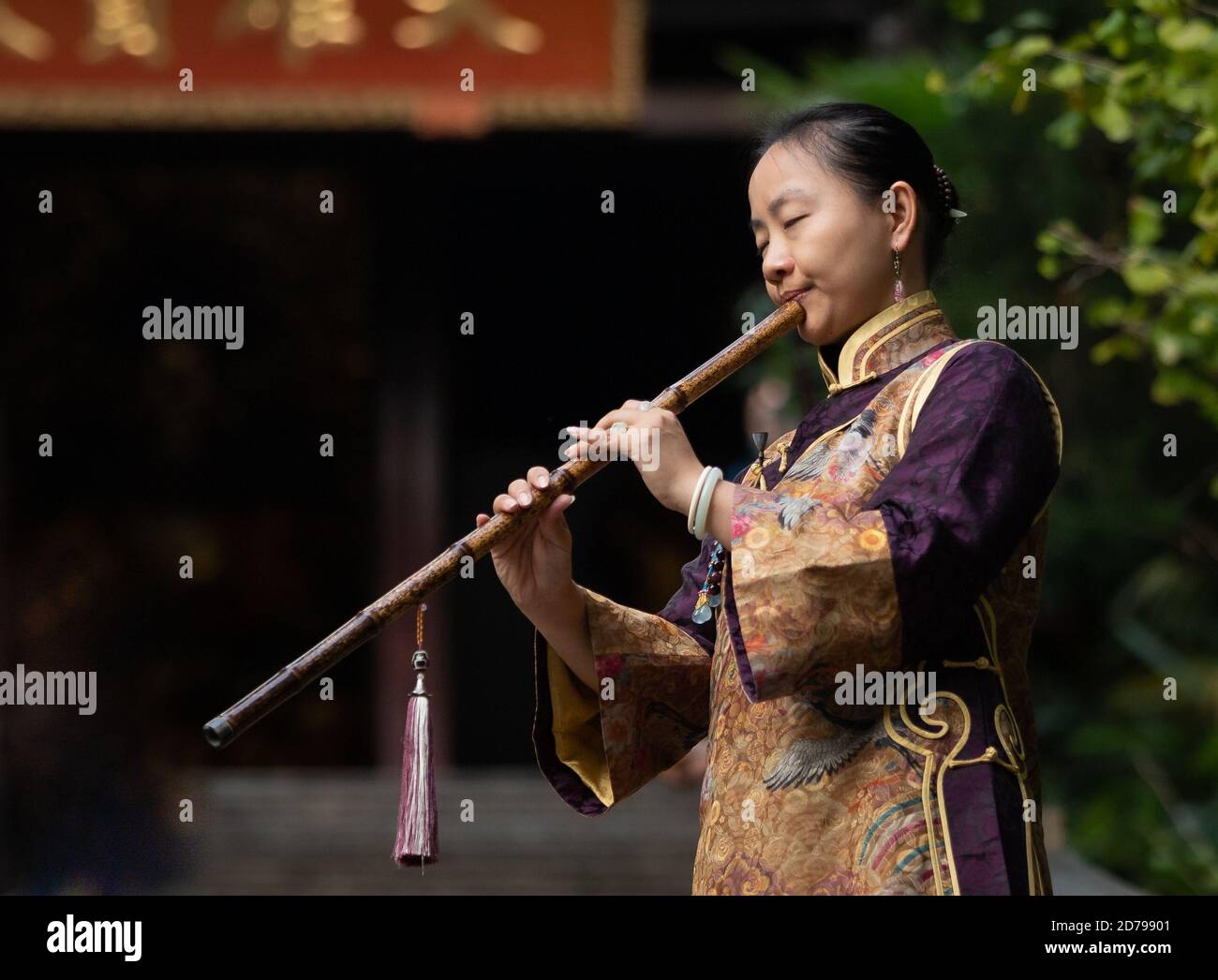 SUZHOU, CHINA - Jan 05, 2020: Chinese musicians at Tiger Gardens in ...