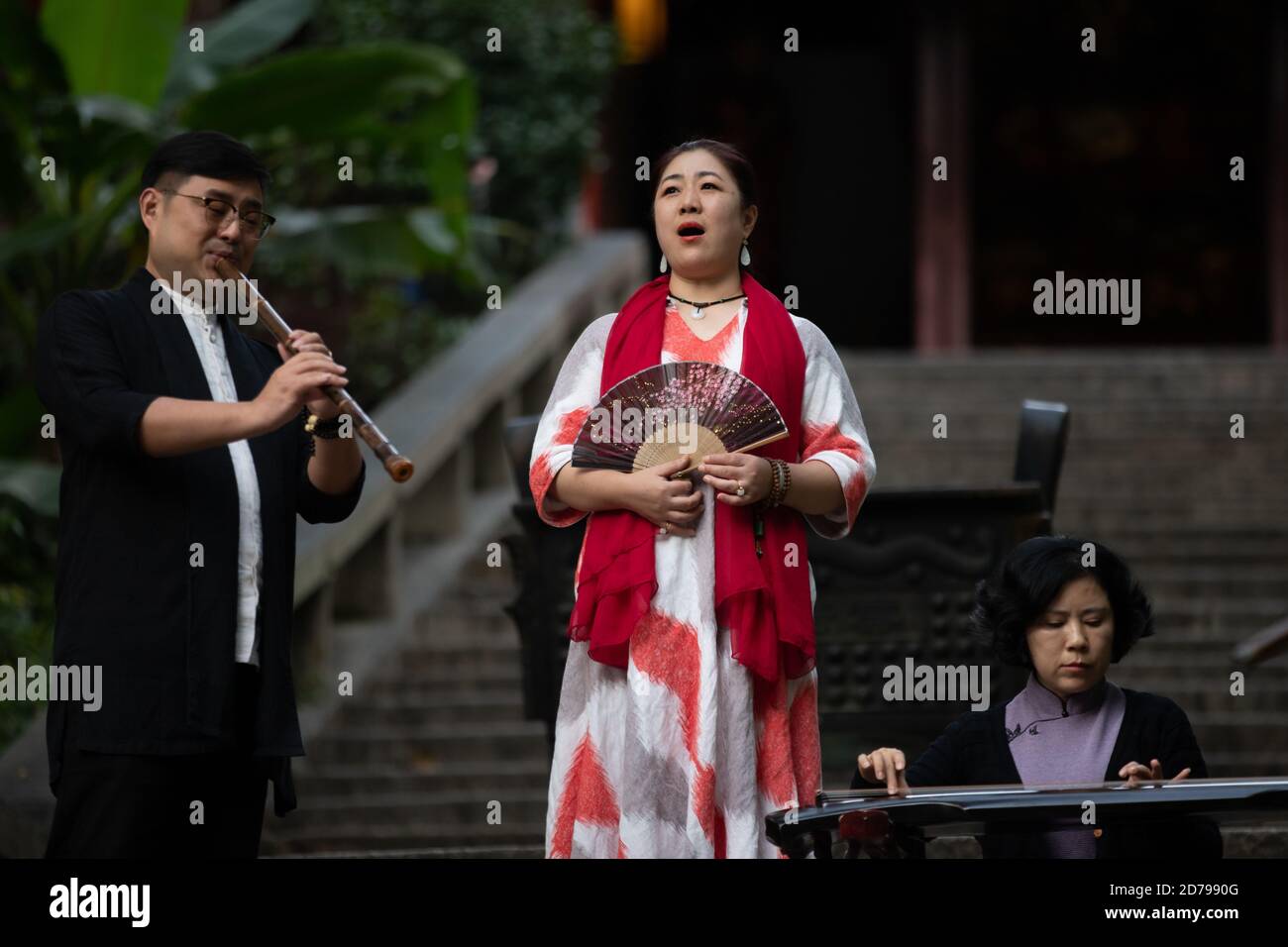 SUZHOU, CHINA - Oct 05, 2020: Chinese musicians at Tiger Gardens Stock ...