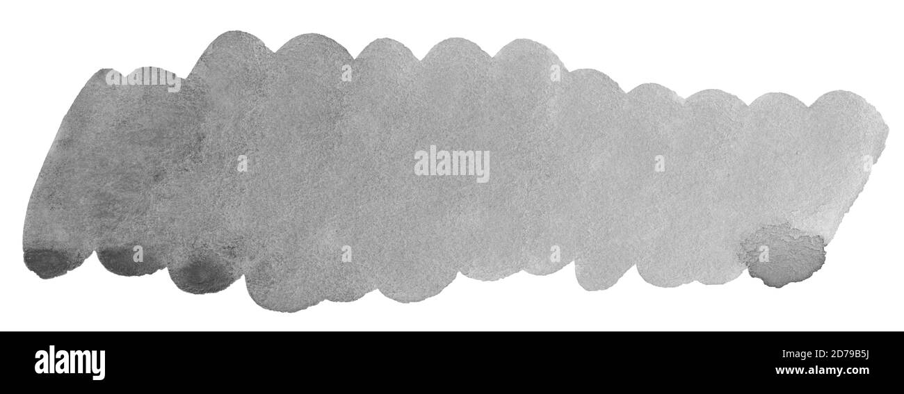 Gray oblong block drawn with watercolor paint with uneven edges, brush ...
