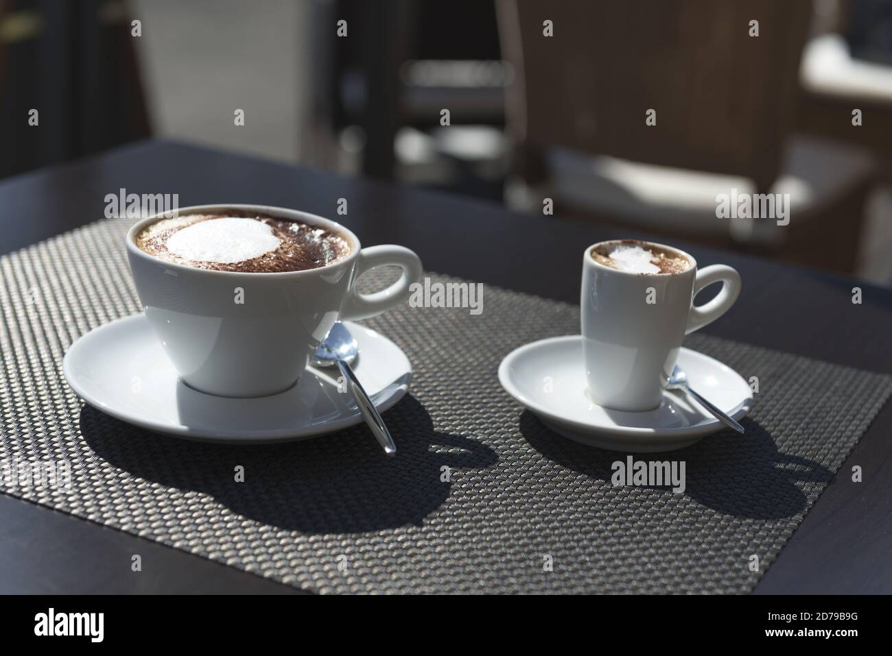Big and Small Cappuccino Coffee Stock Photo - Alamy