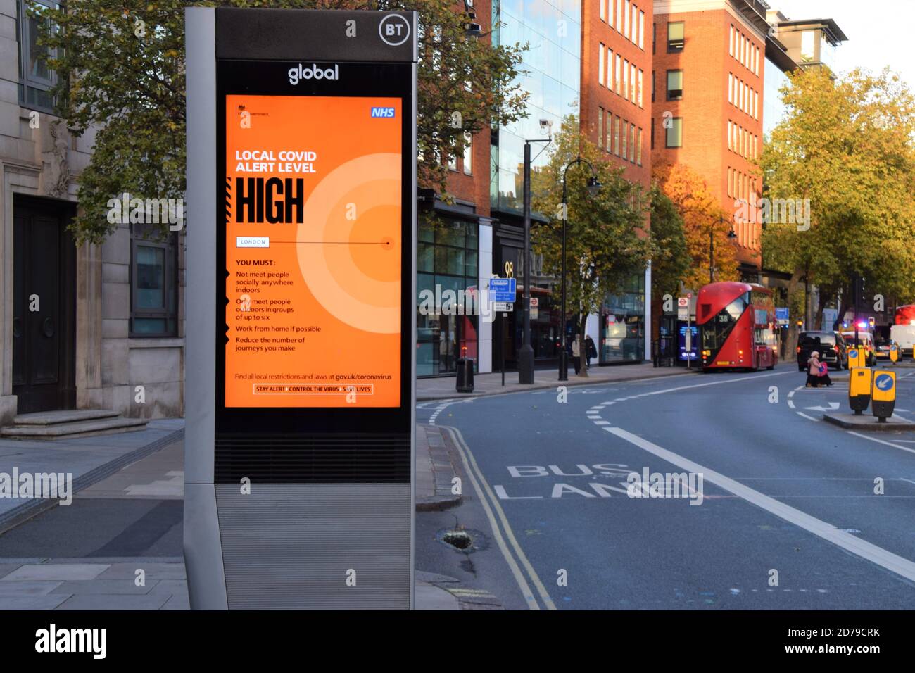 Local Covid Alert Level High street sign in London. The UK government ...