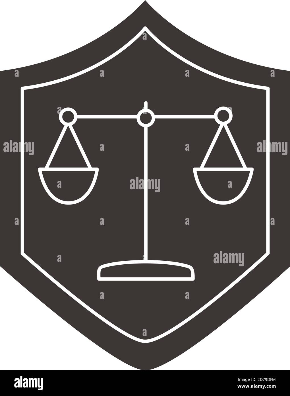 scale balance in shield silhouette style icon vector illustration ...