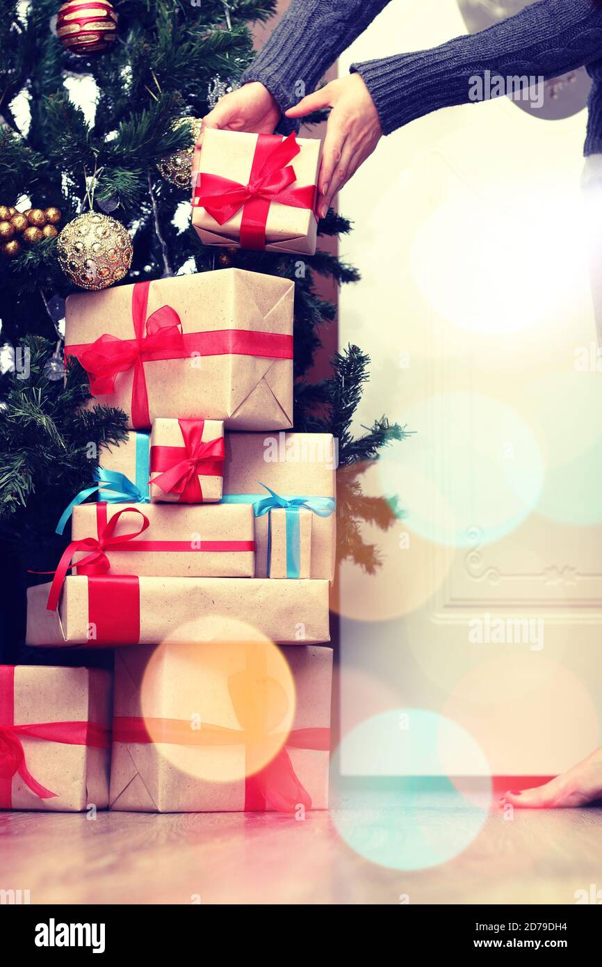 presents under the Christmas tree Stock Photo - Alamy